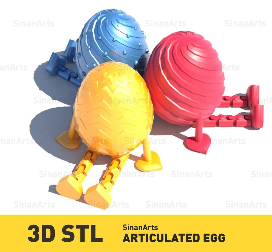 Easter Egg STL With Flexible Legs - 3D Print File, Flexi Sitting Toy ...