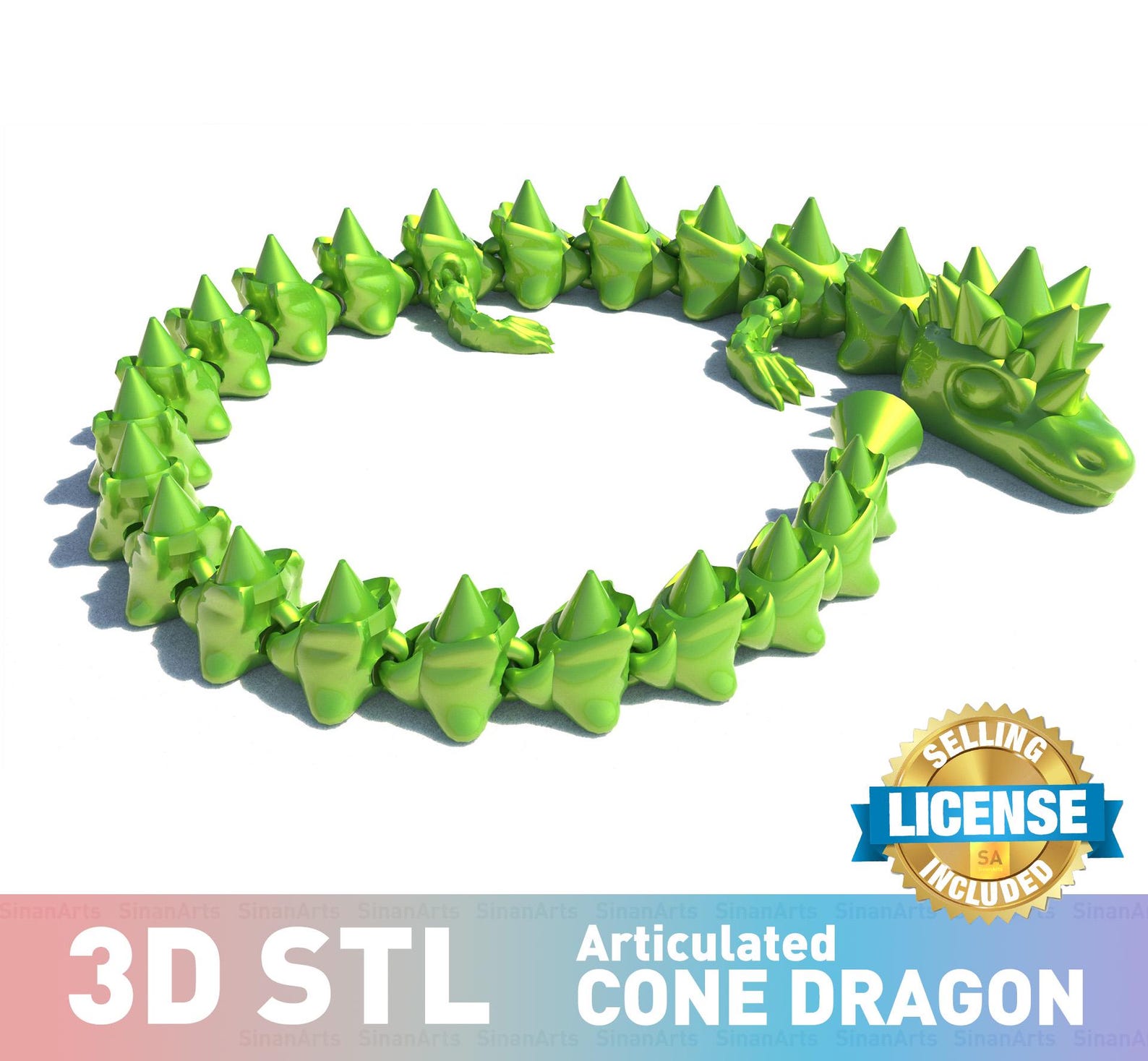 Articulated Cone Dragon STL File: 3D Printable Poseable Toy (instant ...