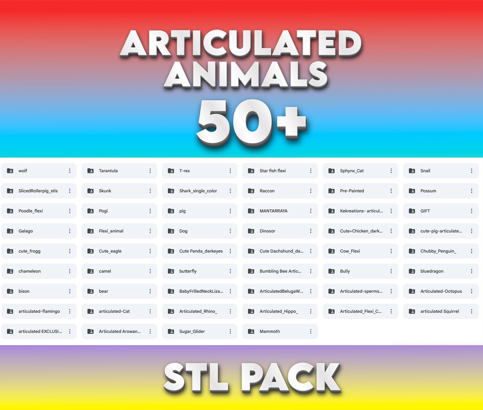 50+ Articulated Animal STL Pack: 3D Printing Models (digital Download ...