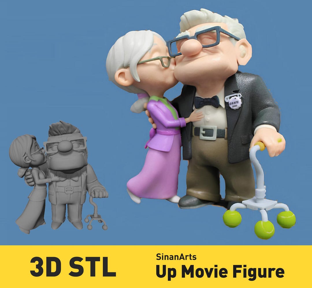 Up Movie Stl File Carl & Ellie 3D Figure STL Files Carl and Ellie Gift ...