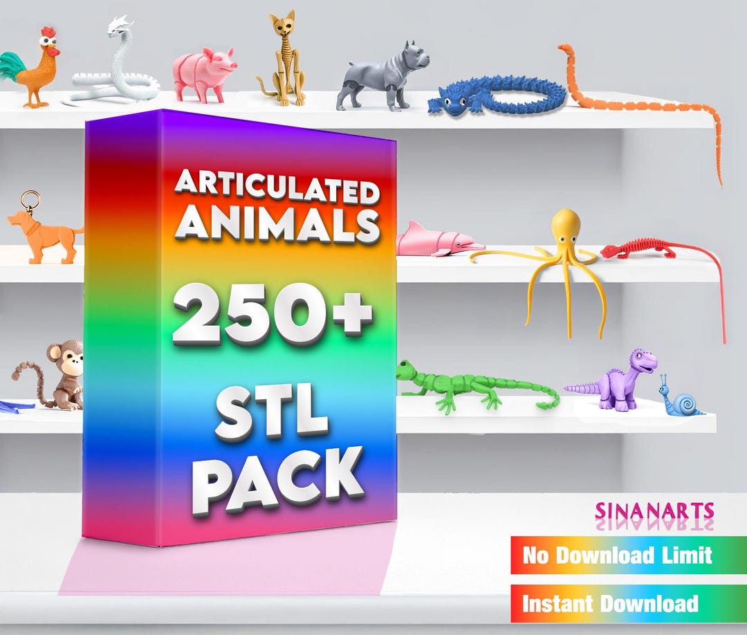 250+ Articulated Animal STL Pack: 3D Printing Models (digital Download ...