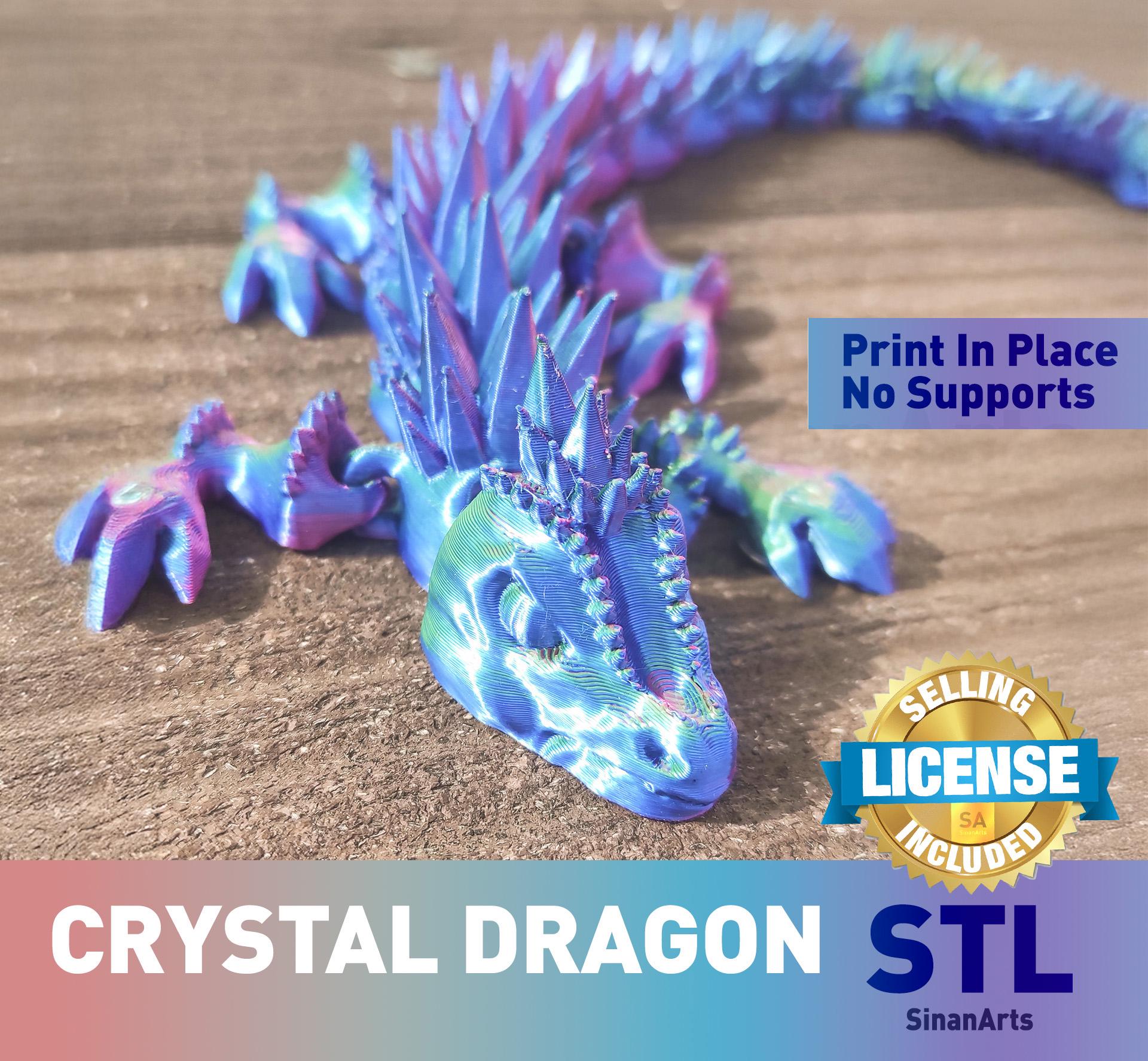 Articulated Crystal Dragon 3D Print Model (STL File) No Supports - Etsy