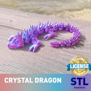 Articulated Crystal Dragon 3D Print Model (STL File) No Supports - Etsy