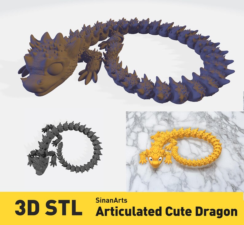 Articulated Cute Dragon Stl File for 3D STL Print Files Articulating ...