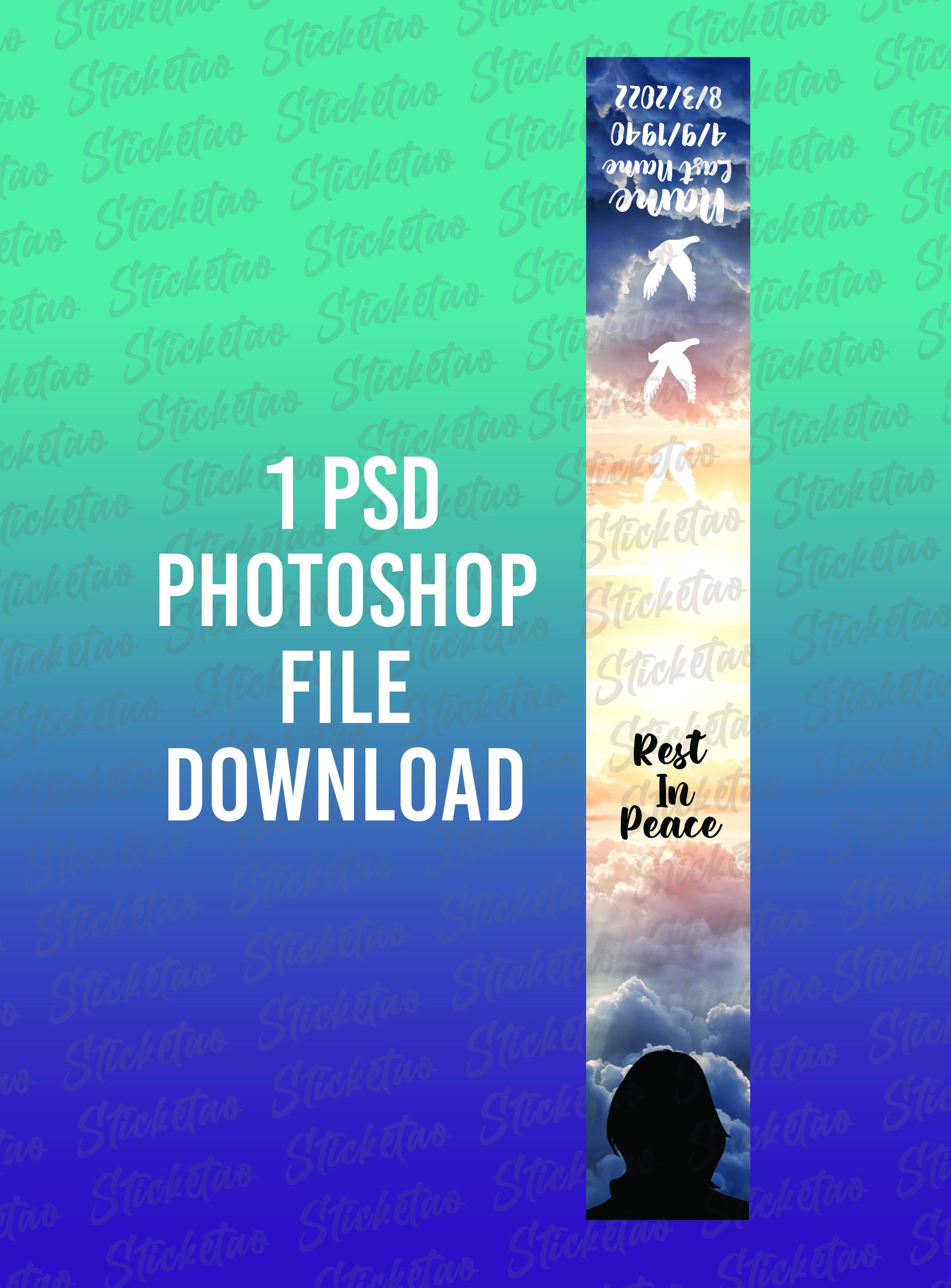 PSD File Download /photoshop File / Memorial Ribbon / RIP Ribbon / Rest ...