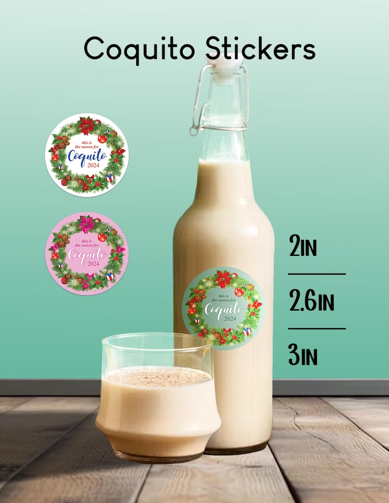 Coquito Labels, Coquito Stickers, Llego La Navidad, Puerto Rican Eggnog ...