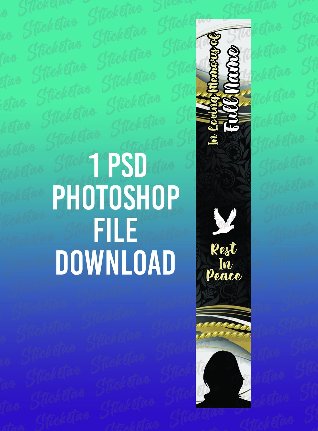 PSD File Download /photoshop File / Memorial Ribbon / RIP Ribbon / Rest ...