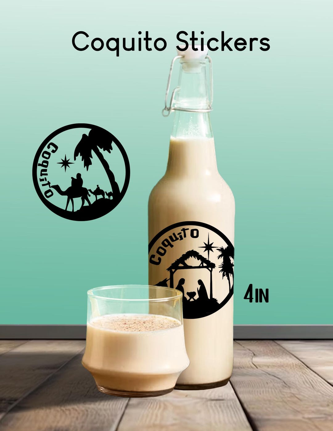 Round Coquito Labels DECALS, Coquito Stickers, Llego La Navidad, Puerto ...