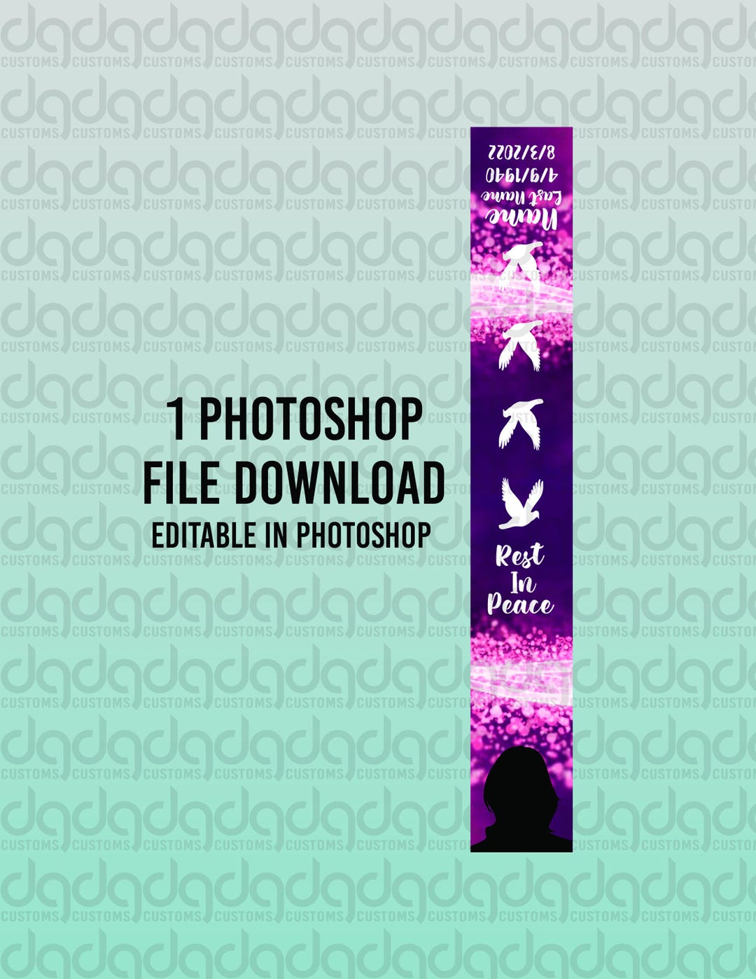 PSD File Download /photoshop File / Memorial Ribbon / RIP Ribbon / Rest ...