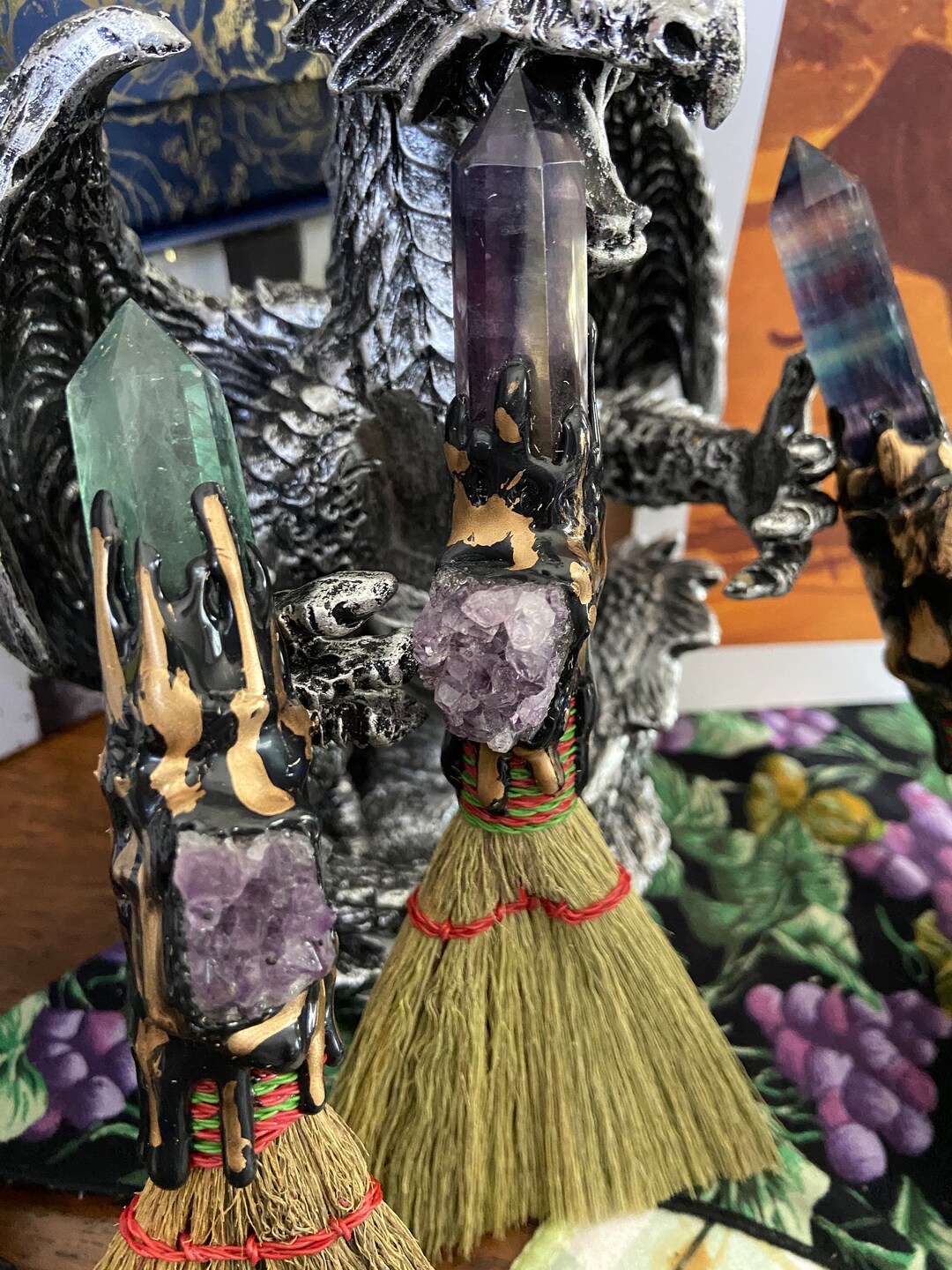 Healing Tourmaline Crystal Broom: Mystical Altar Decor - Etsy