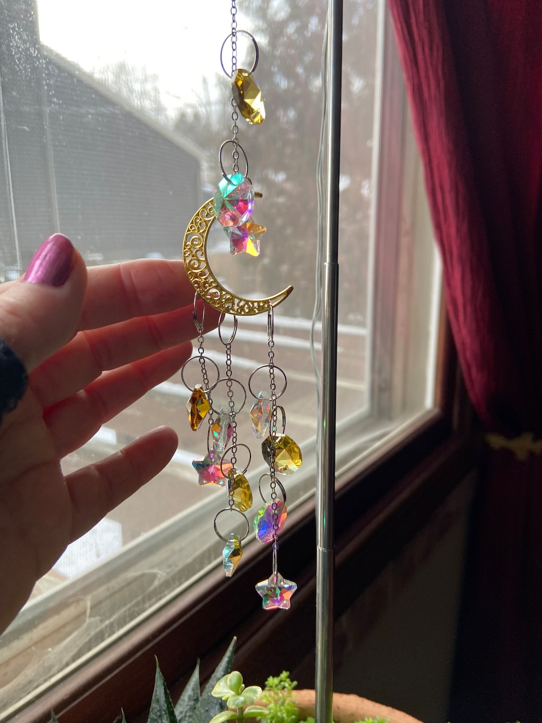 Sparkling Crescent Moon Sun Catcher - Etsy
