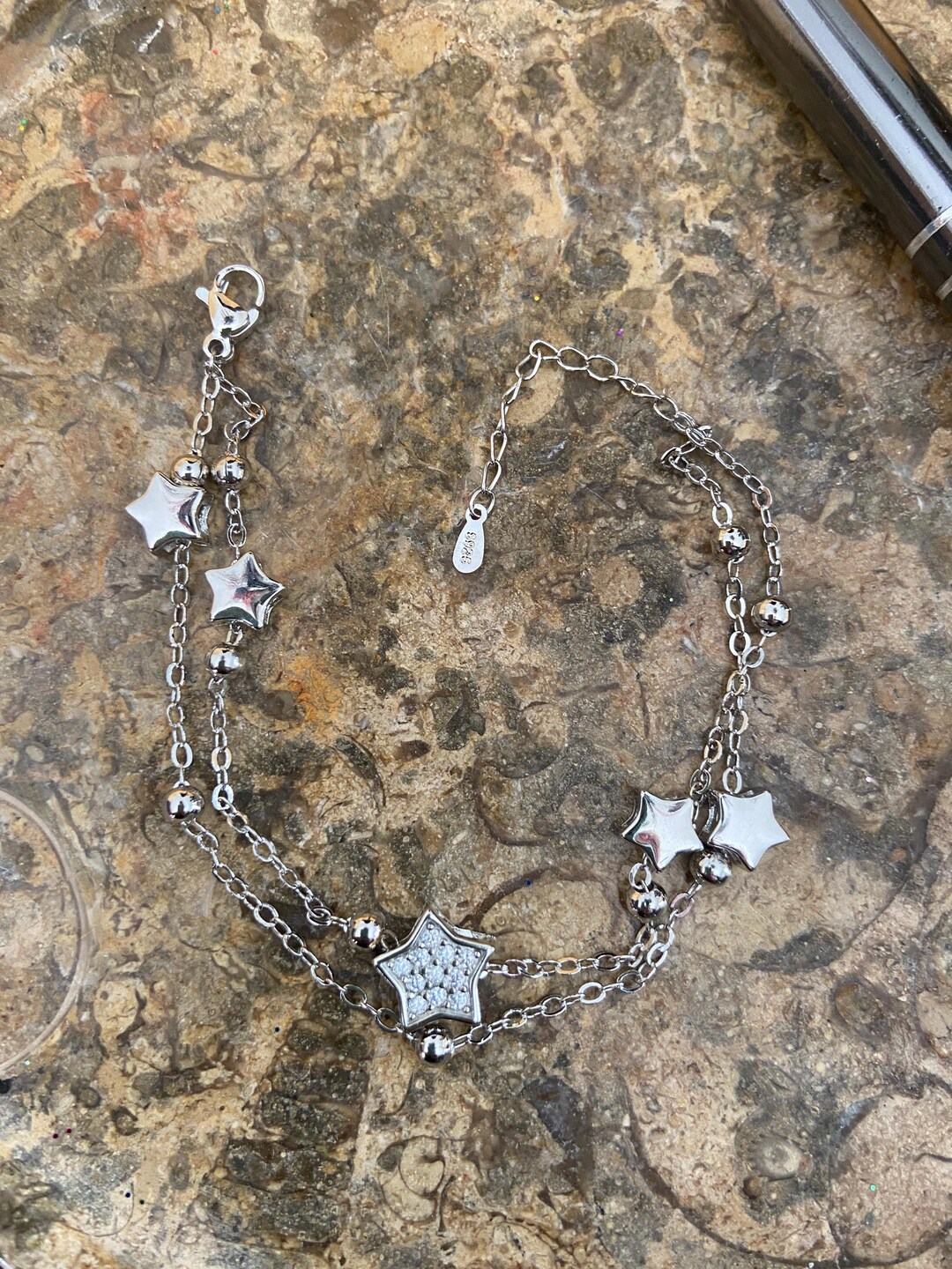 Silver DBL Strand STAR BRACELET - Etsy