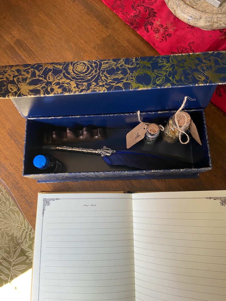 The Blue Box Set Creative Hard Cover Journal and Quill Set 11 Pc. - Etsy