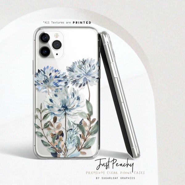 Clear Blue Flower Phone Case - Etsy UK