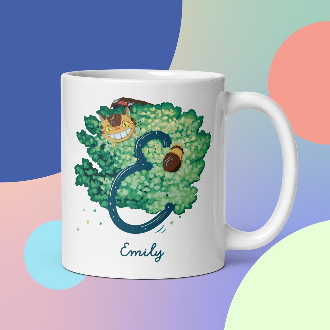 Personalized Catbus Letter E Mug Custom Name Ghibli's Totoro Inspired ...