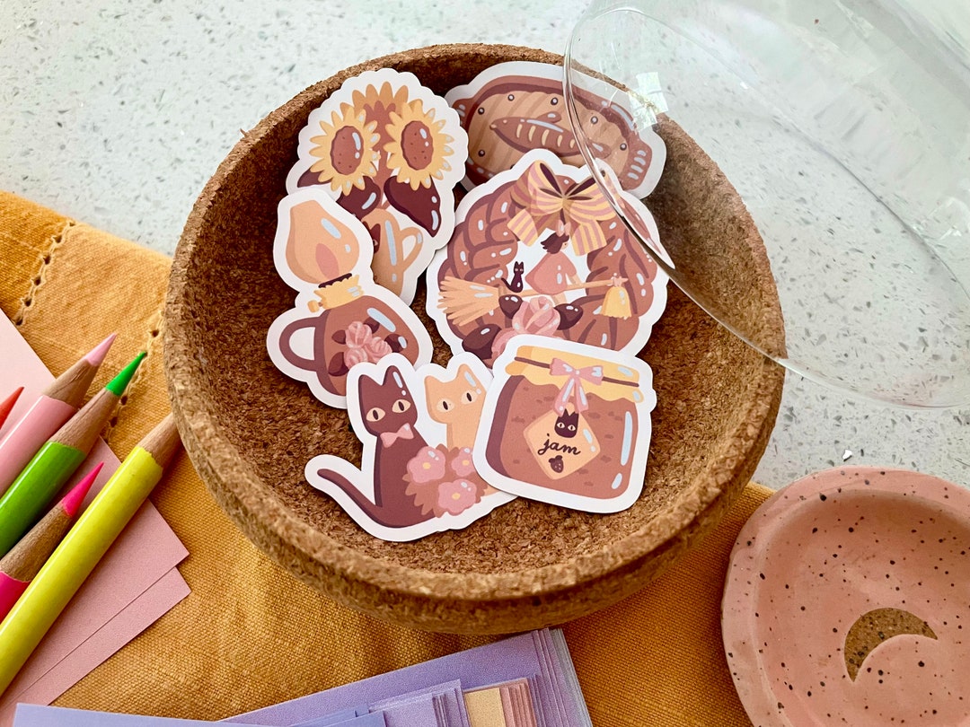 6 Kiki and Jiji Bread Ghibli Inspired mini/small Stickers Cute Die Cut ...
