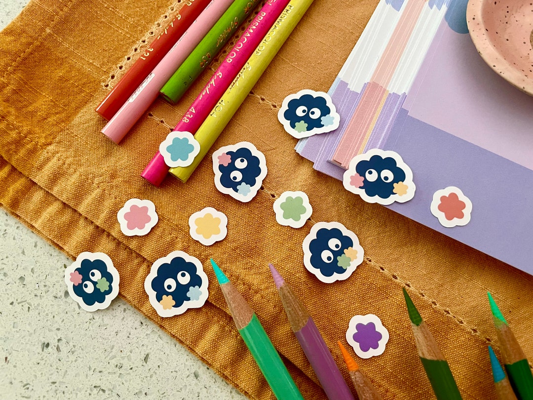 6 Soot Sprites Susuwatari With Candy super Tiny Stickers Cute Die Cut ...