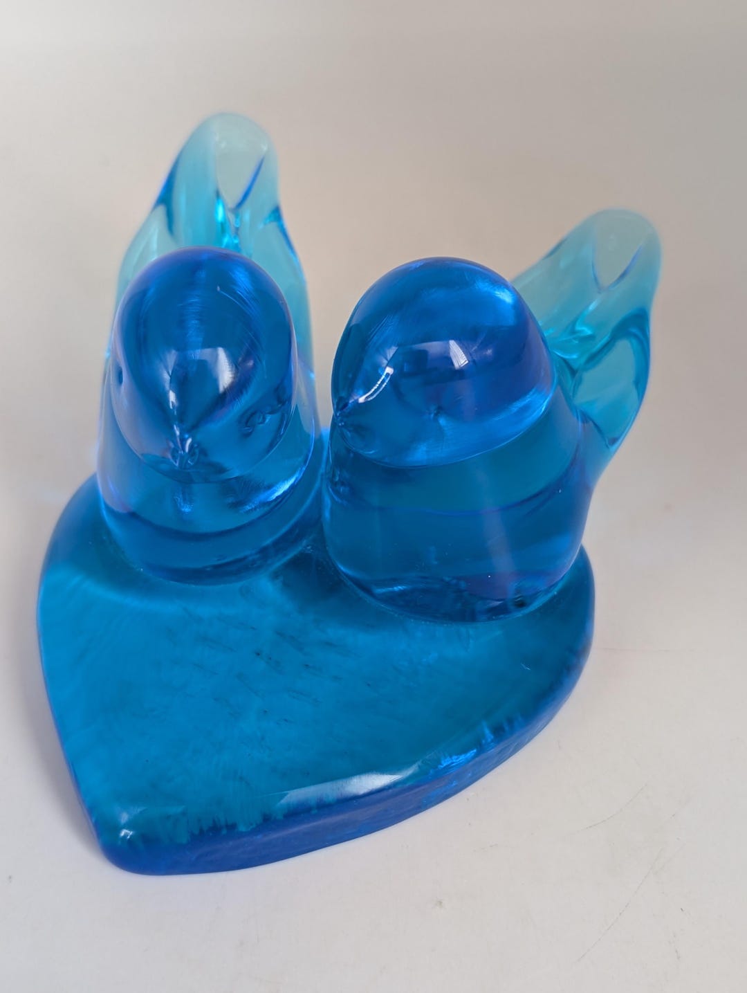 Large Leo Ward 1991 Signed Double Bluebird Blue Birds Happiness Glass ...