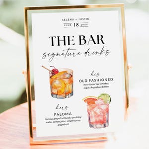 Wedding Signature Drink Sign, Signature Cocktail Sign, Wedding Bar Sign ...