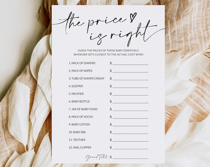 Tropical the Price is Right Game Baby Shower Price is Right Baby Shower ...