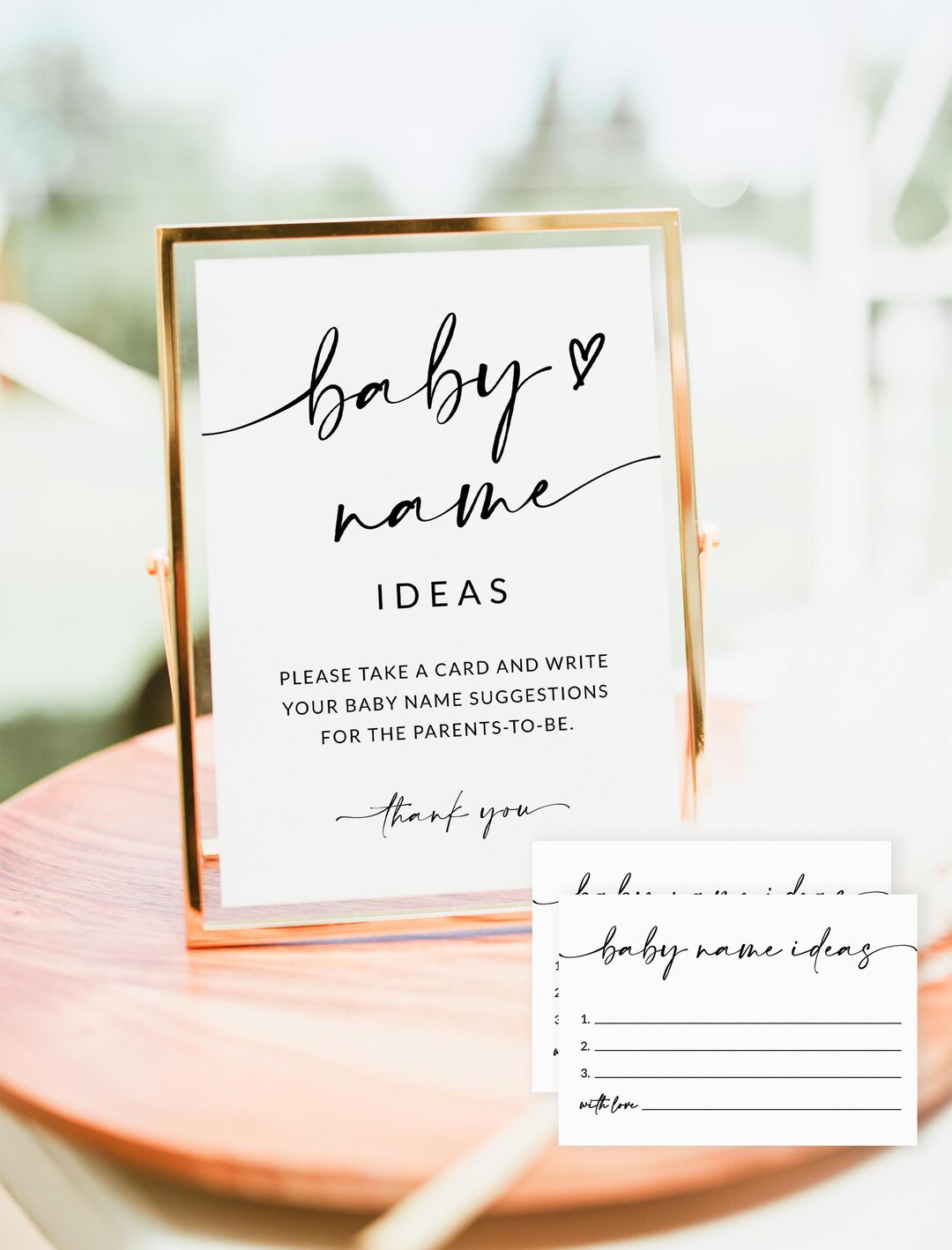 Baby Name Ideas Sign and Cards, Baby Name Suggestions, Baby Shower ...