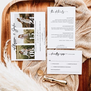 Photo Collage Wedding Invitation Set With RSVP 3 Piece Suite - Etsy