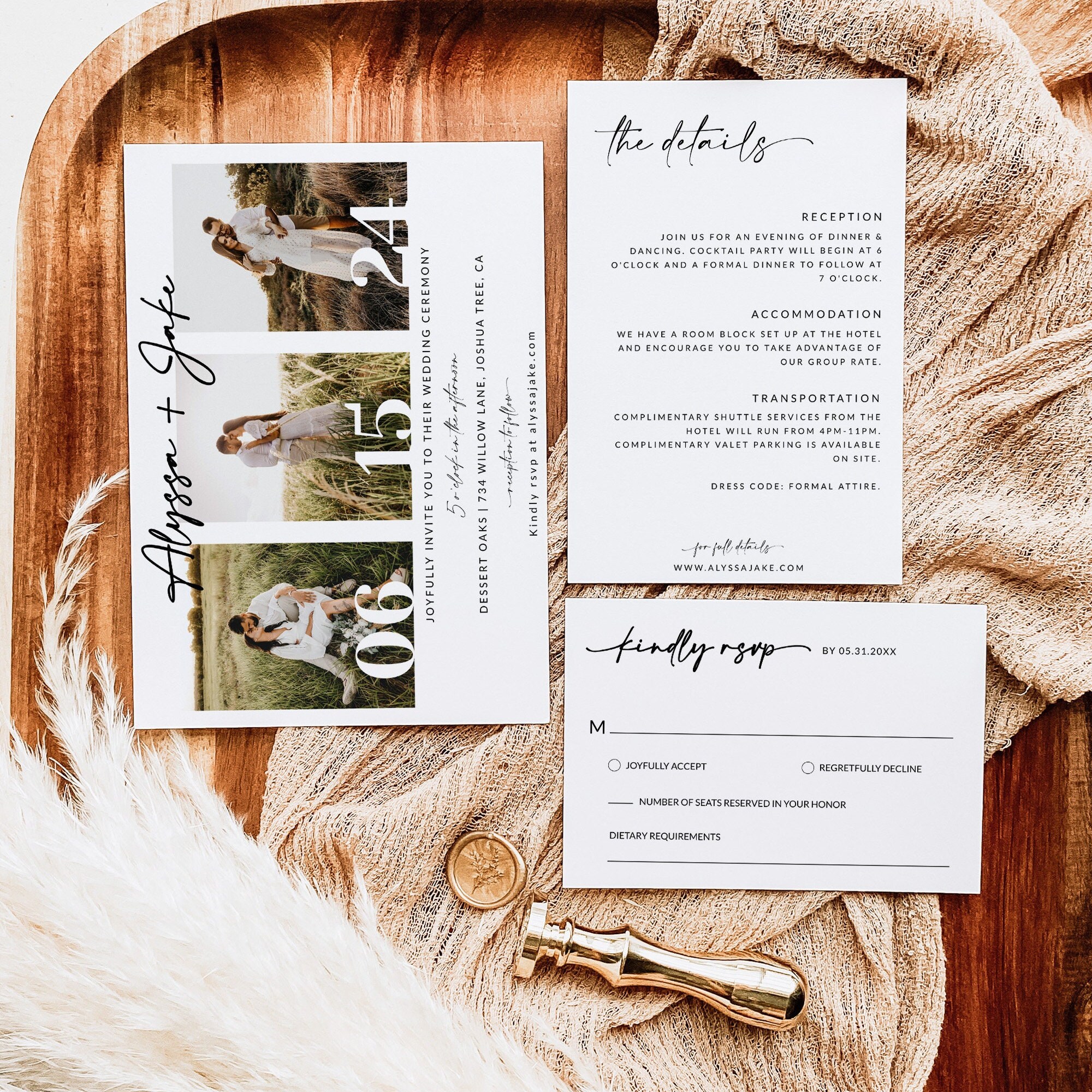 Photo Collage Wedding Invitation Set With RSVP 3 Piece Suite - Etsy