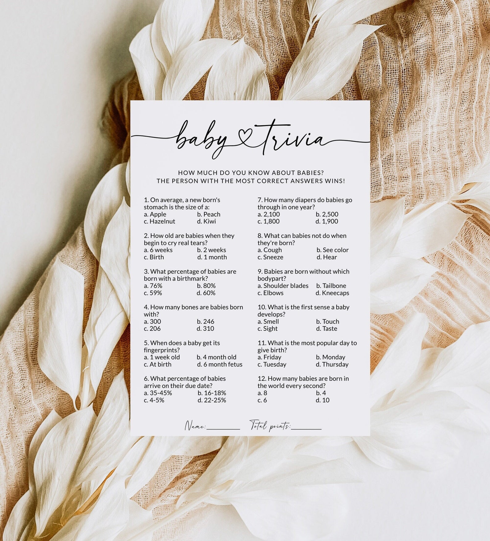 Baby Shower Trivia Game Baby Shower Trivia Template Baby Shower Games ...