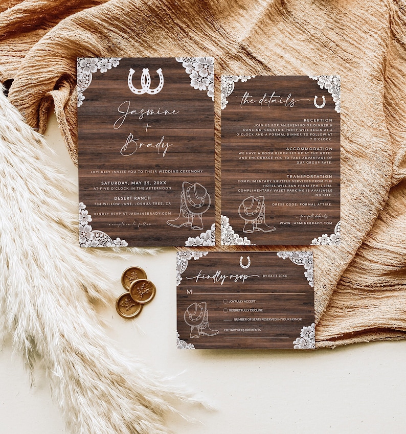 Rustic Wedding Invitation Set | Country Barn Wedding Invitation Suite ...