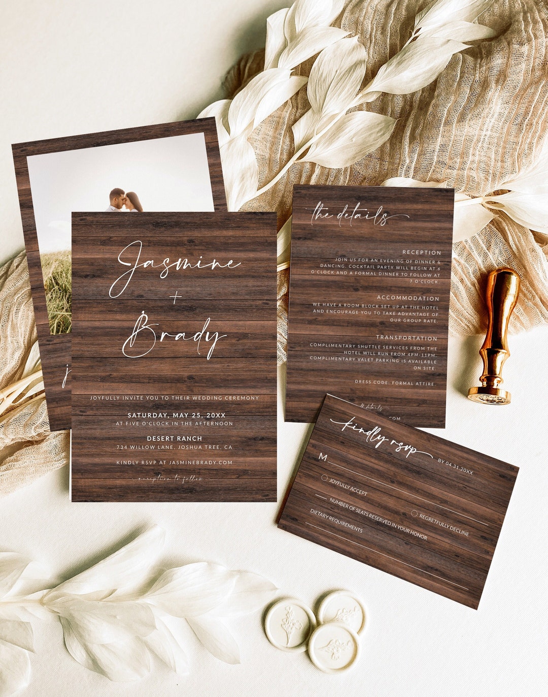 Rustic Wedding Invitation Set | Minimalist Country Barn Wedding ...