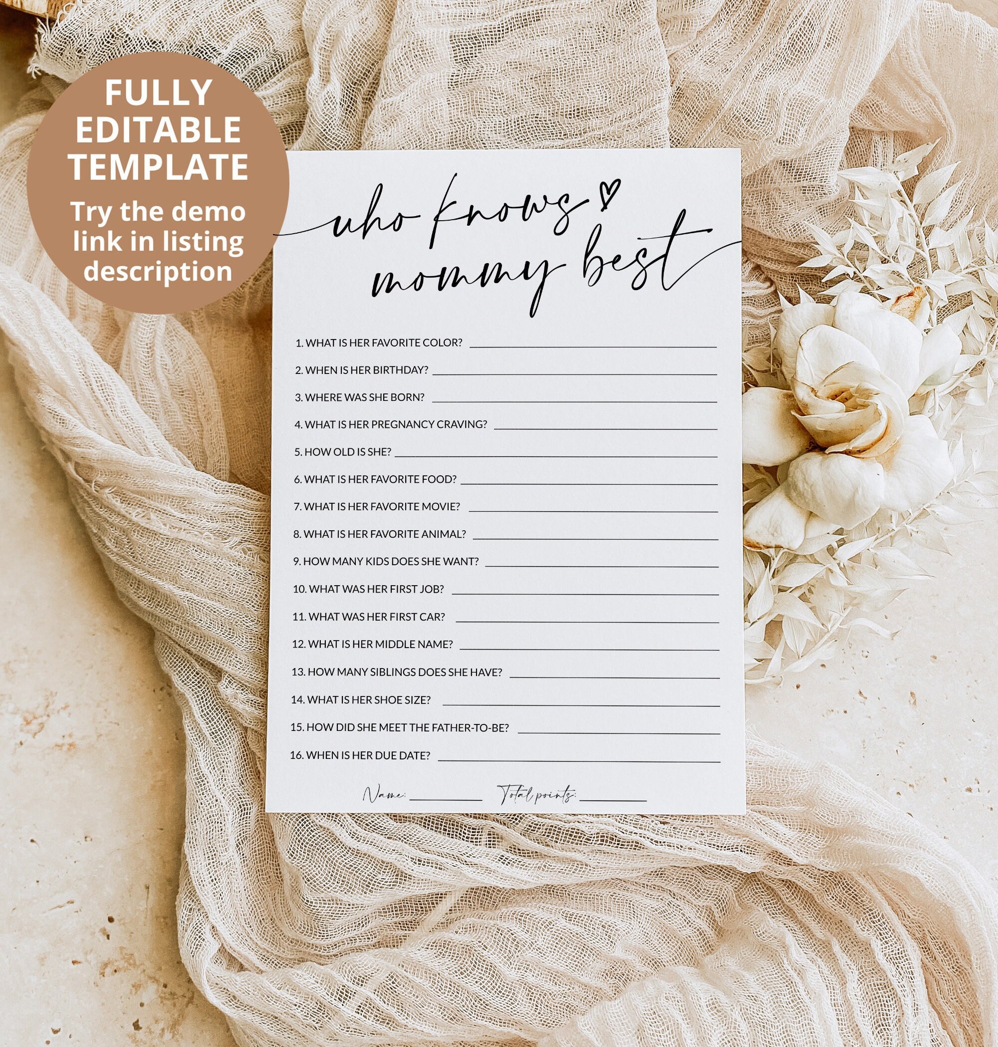 Who Knows Mommy Best Baby Shower Game | How Well Do You Know Mommy ...