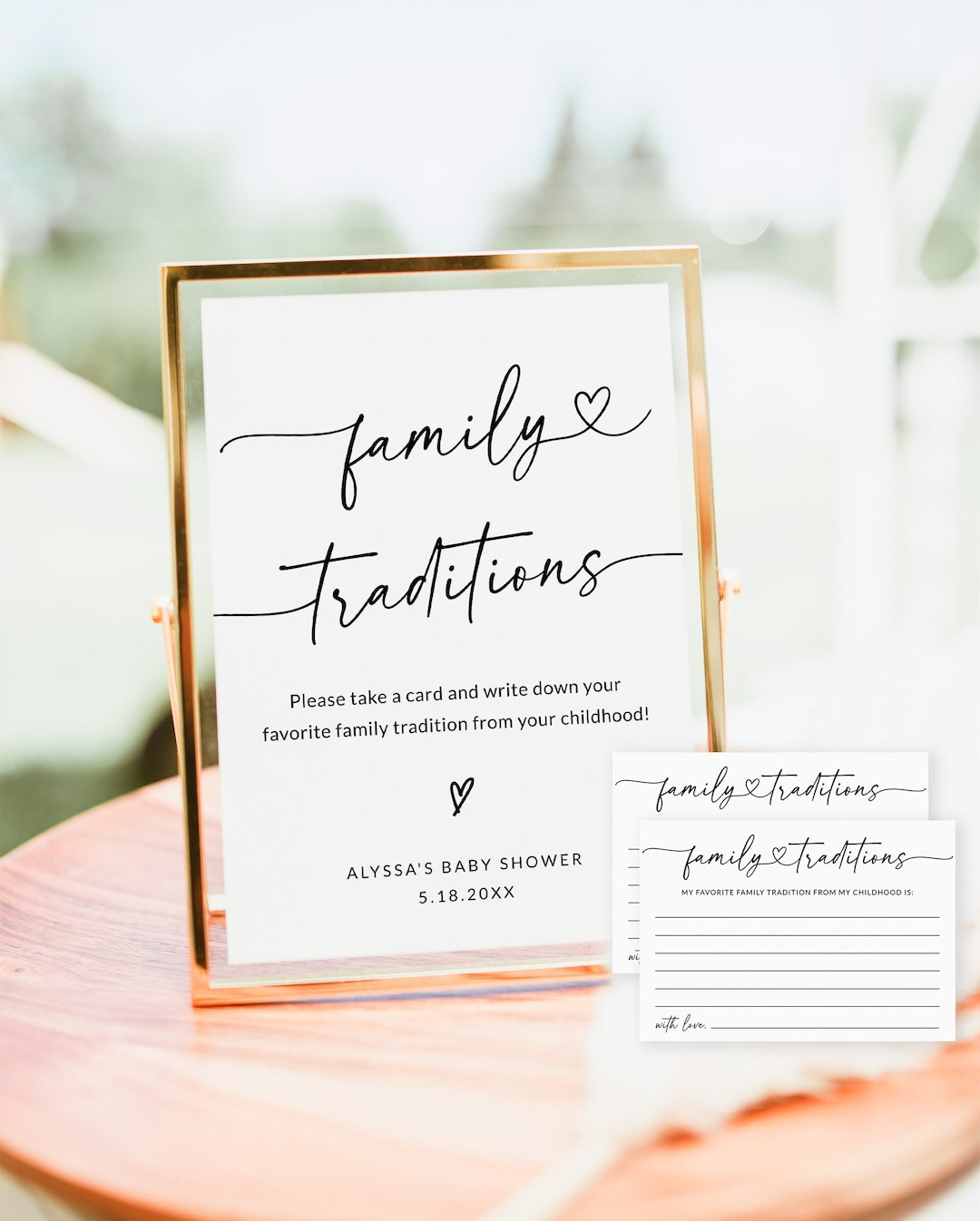 Family Traditions Sign and Card | Family Traditions Baby Shower Games ...