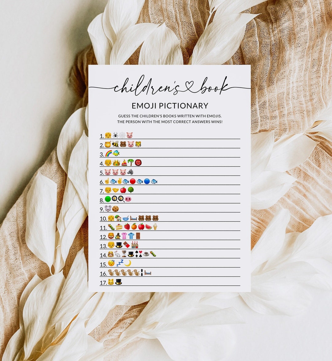 Children's Book Emoji Pictionary Game | Baby Emoji Game | Baby Shower ...