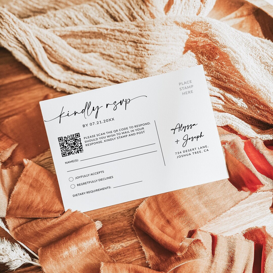 QR Code RSVP Postcard | Qr Code Rsvp | Qr Code Wedding | Rsvp Qr Code ...