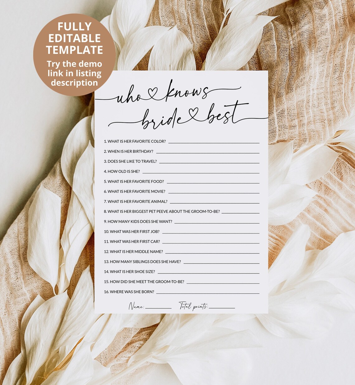 Who Knows the Bride Best Game | How Well Do You Know the Bride Game ...