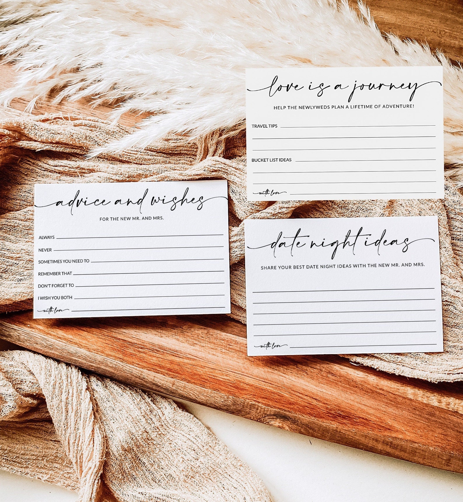 Wedding Advice Card Bundle | 3 Advice and Wishes for the Bride and ...