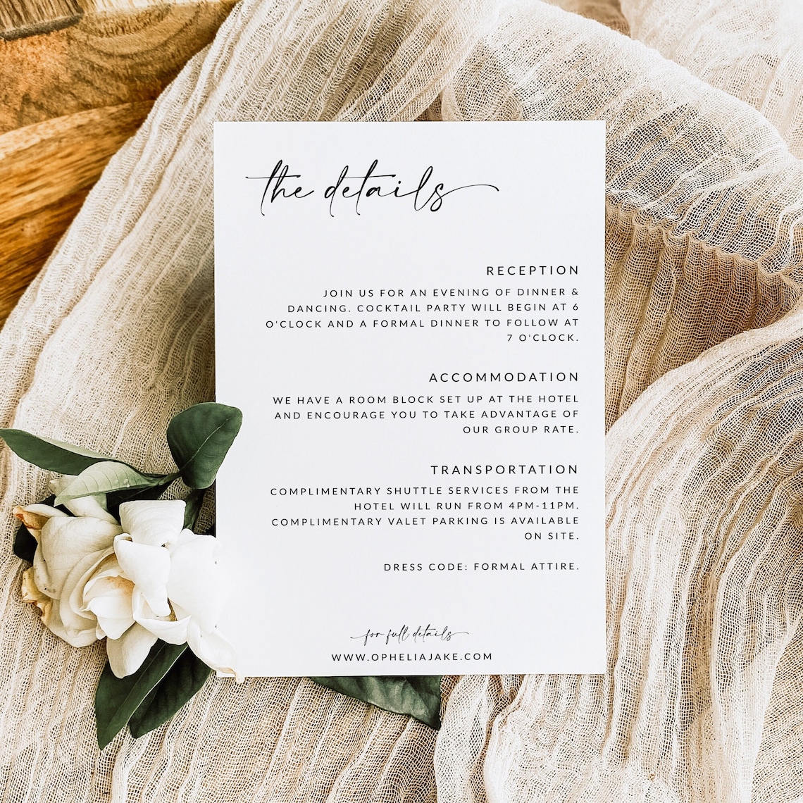 Minimalist Wedding Details Card Template Boho Details Wedding - Etsy