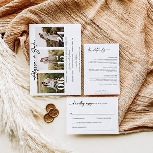 Photo Collage Wedding Invitation Set With RSVP 3 Piece Suite - Etsy