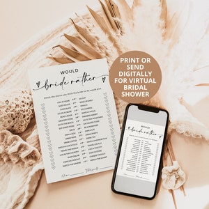 Would Bride Rather Bridal Shower Game | Would She Rather | Who Knows ...