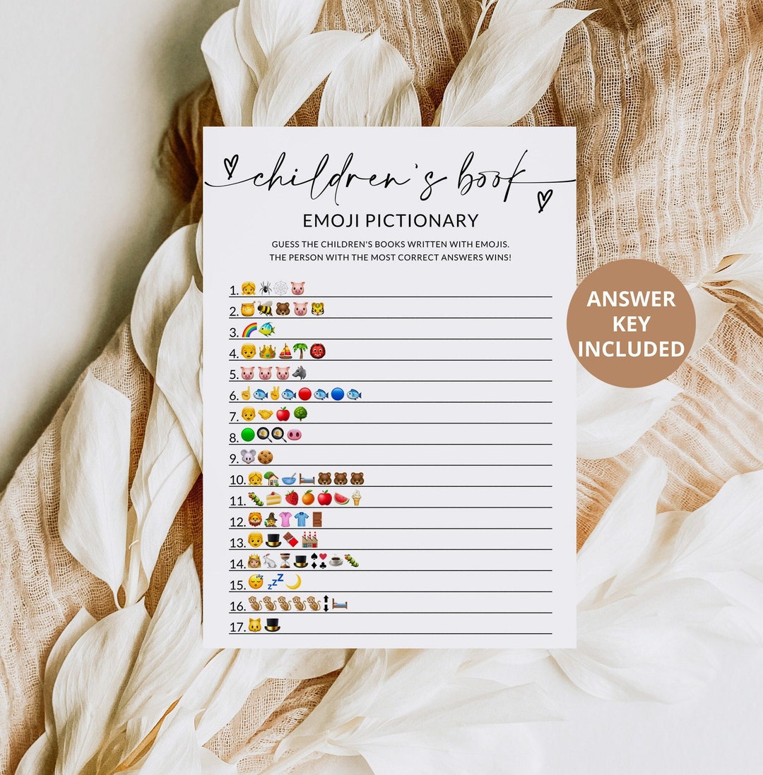 Children's Book Emoji Pictionary Game | Baby Shower Emoji Game | Emoji ...