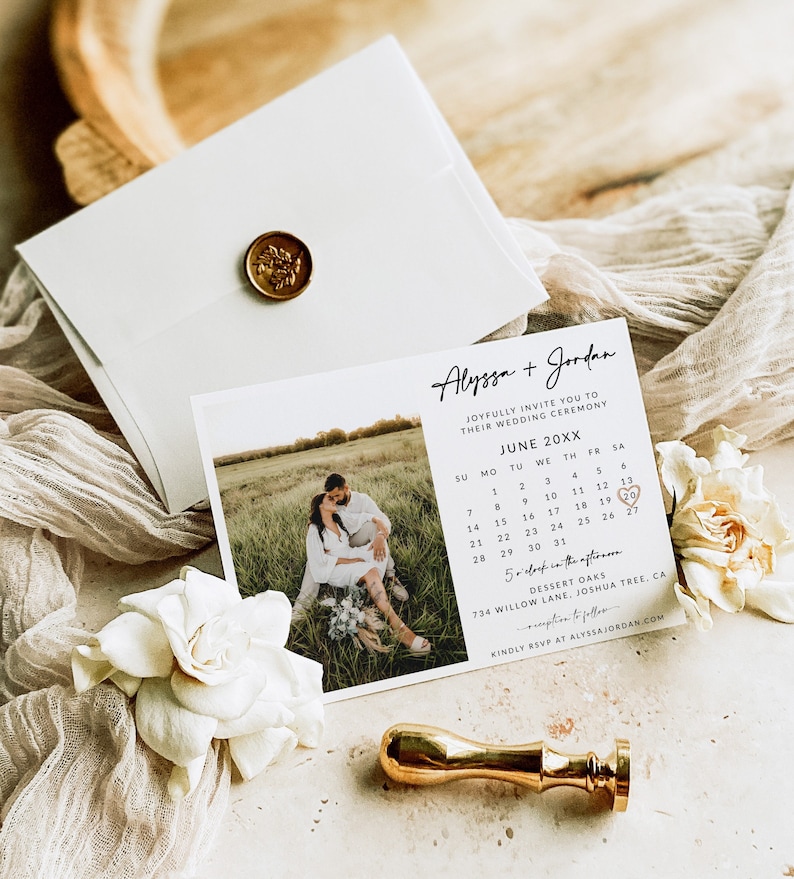 Calendar Wedding Invitation Template Fully Editable - Etsy