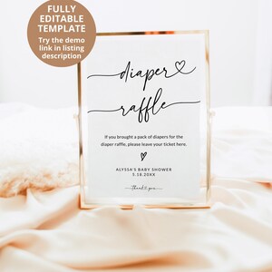 Diaper Raffle Sign | Baby Shower Diaper Raffle | Diaper Raffle Game ...