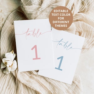 Wedding Table Number Sign Template | Wedding Table Sign | Script Table ...