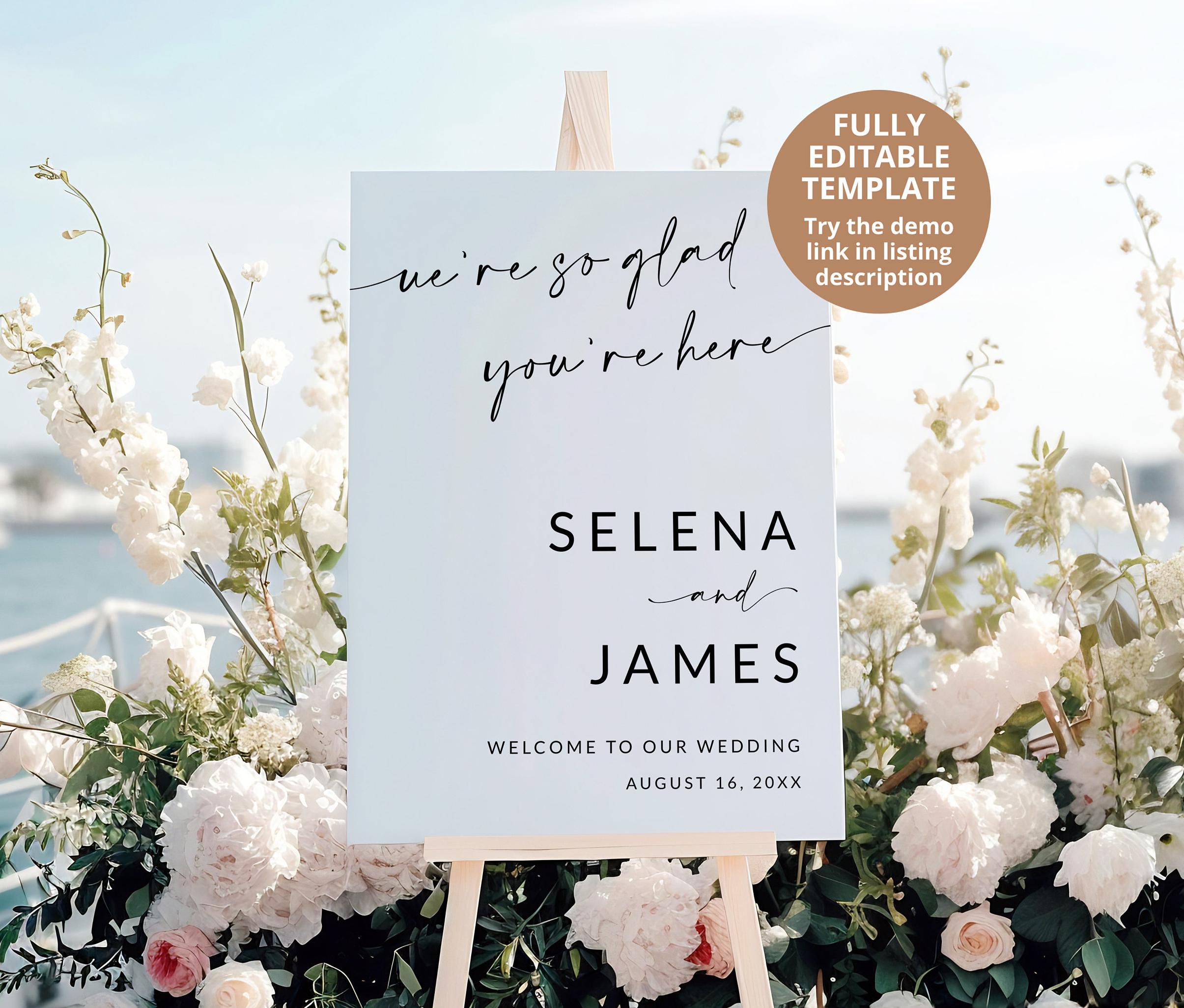 We're so Glad You're Here Wedding Sign, Wedding Welcome Sign, Welcome ...