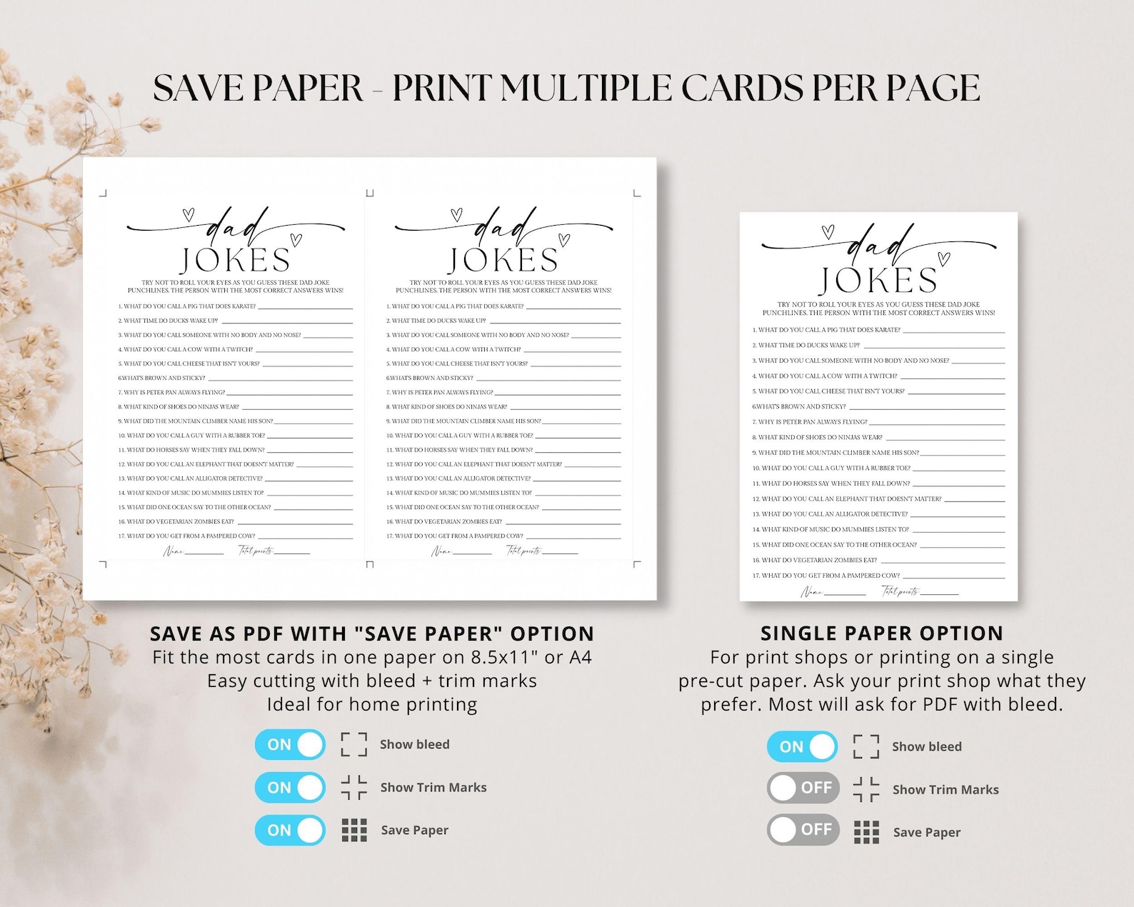 Dad Jokes Baby Shower Game Printable, Dad Jokes for Baby Shower, Dad ...