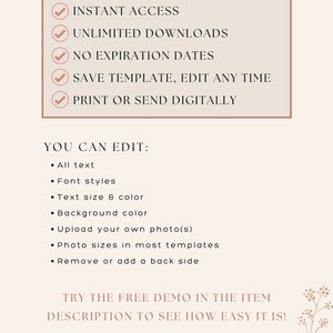 Minimalist Wedding Details Card Template, Boho Details Wedding Card ...