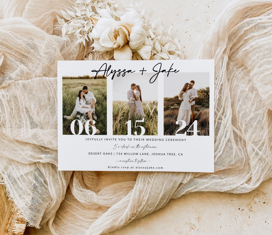 Wedding Invitation Template Photo Collage | Wedding Invitation With ...