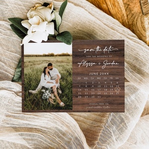 Rustic Calendar Save the Date Template With Photo | Country Save the ...