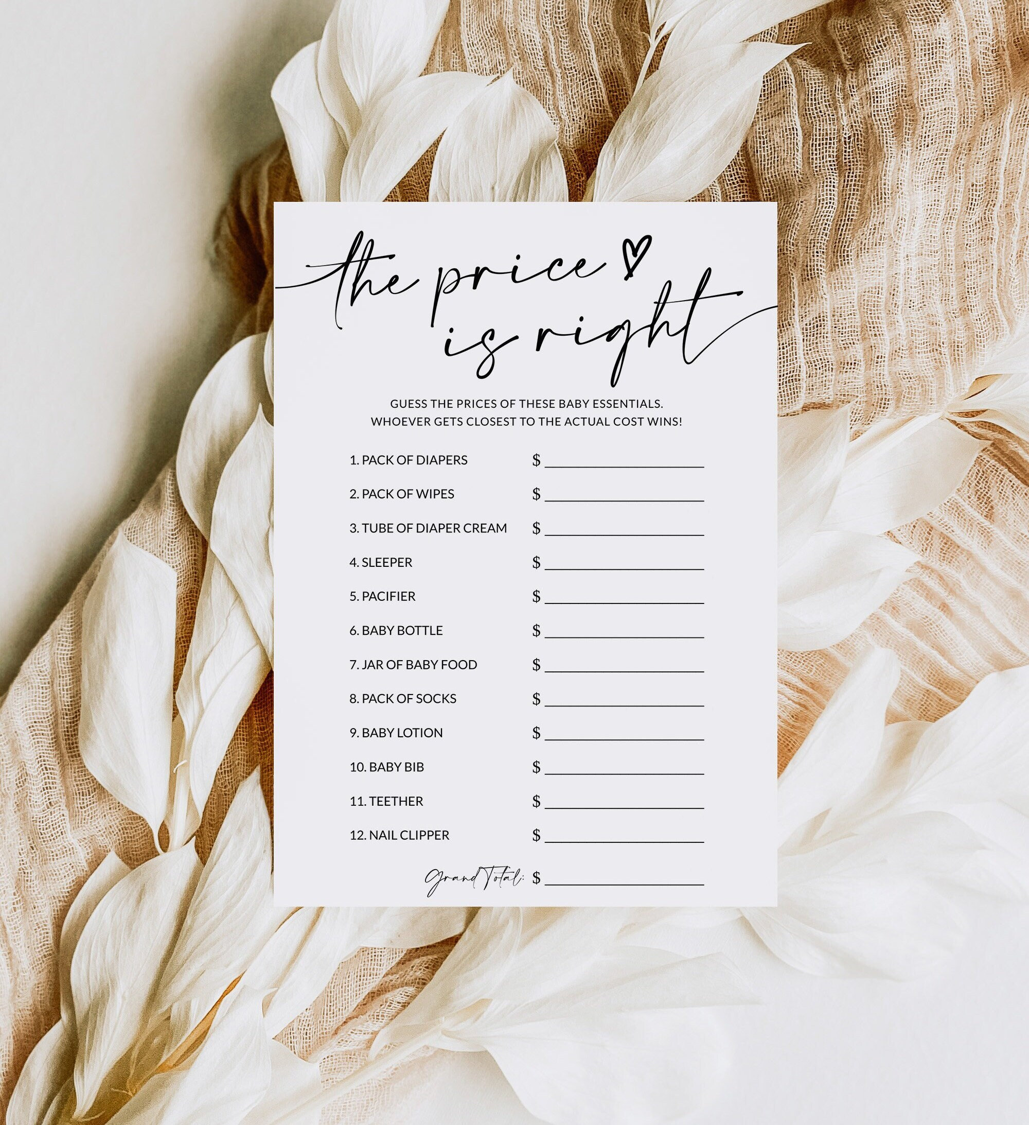 The Price is Right Baby Shower Game | Baby Price is Right | Guess the ...