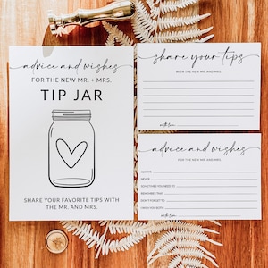 Wedding Advice Tip Jar | Advice and Wishes for the Bride and Groom Card ...
